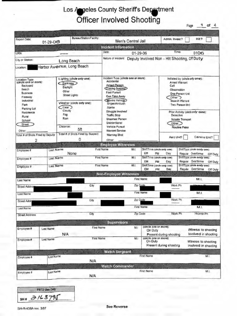 LASD Deputy Jaime Juarez - Four Officer Involved Shootings (OIS ...