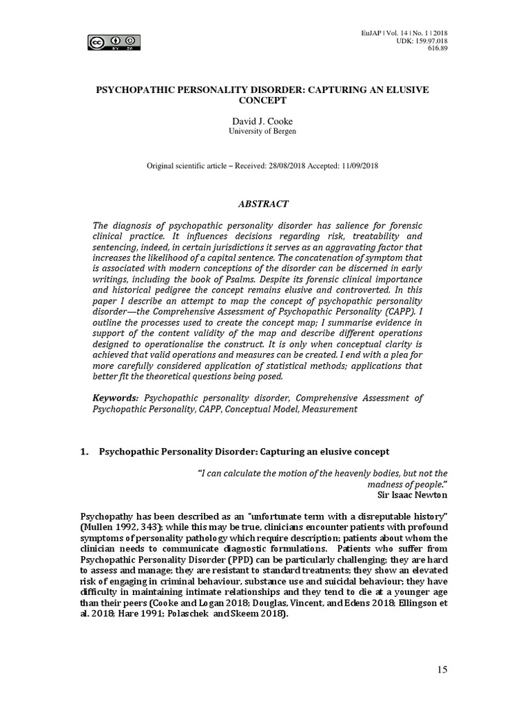 Psychopathic Personality Disorder: Capturing An Elusive Concept | PDF ...