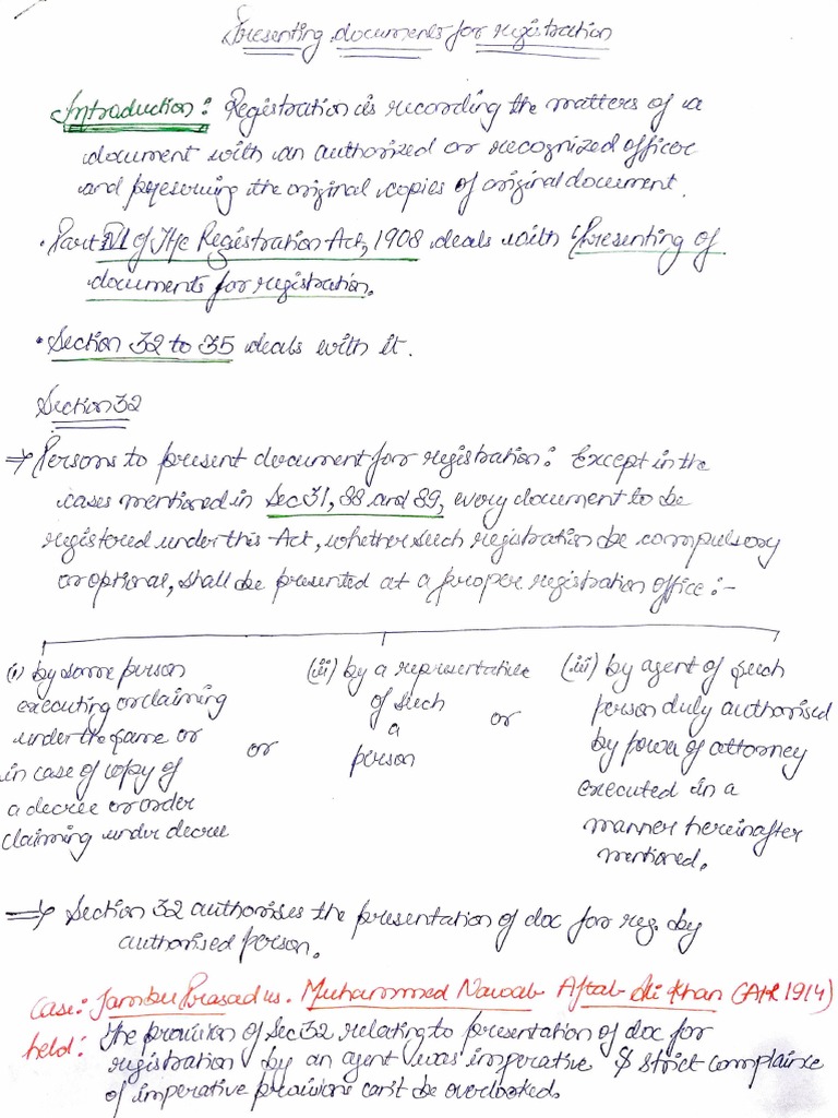 Presenting Documents For Registration Pdf