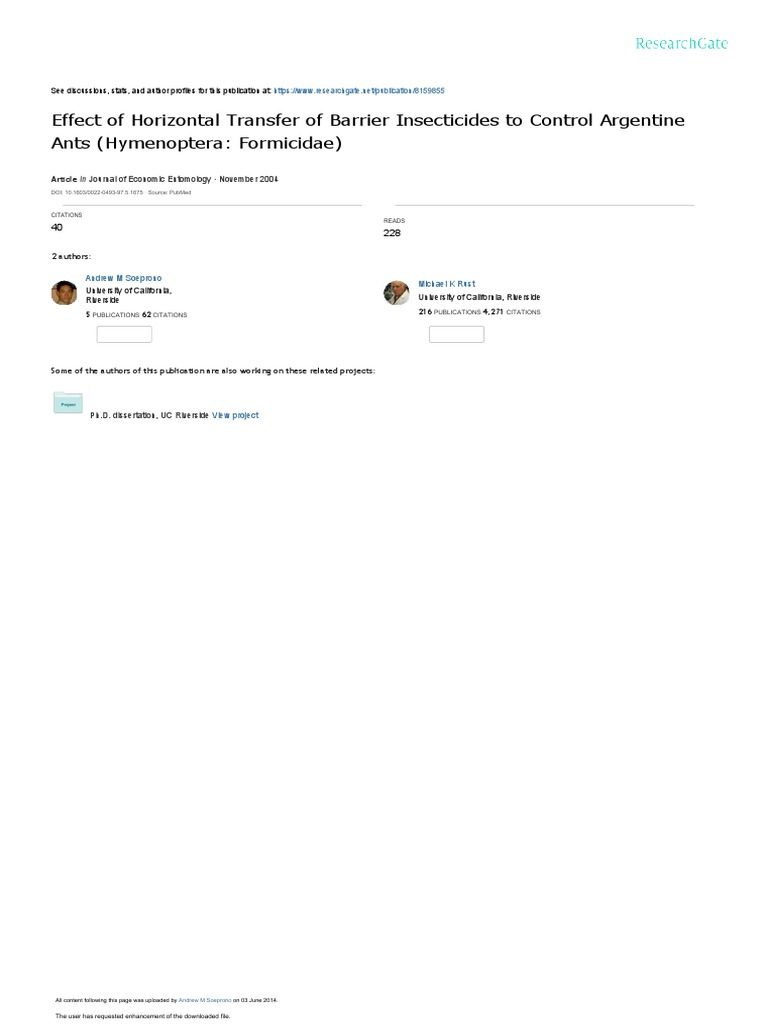 Toxicity Research Paper On Ants | PDF | Insects