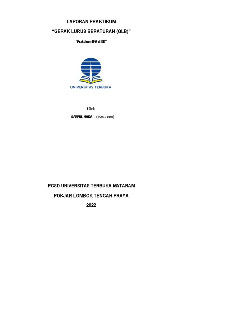 Gerak Lurus Beraturan (GLB) | PDF