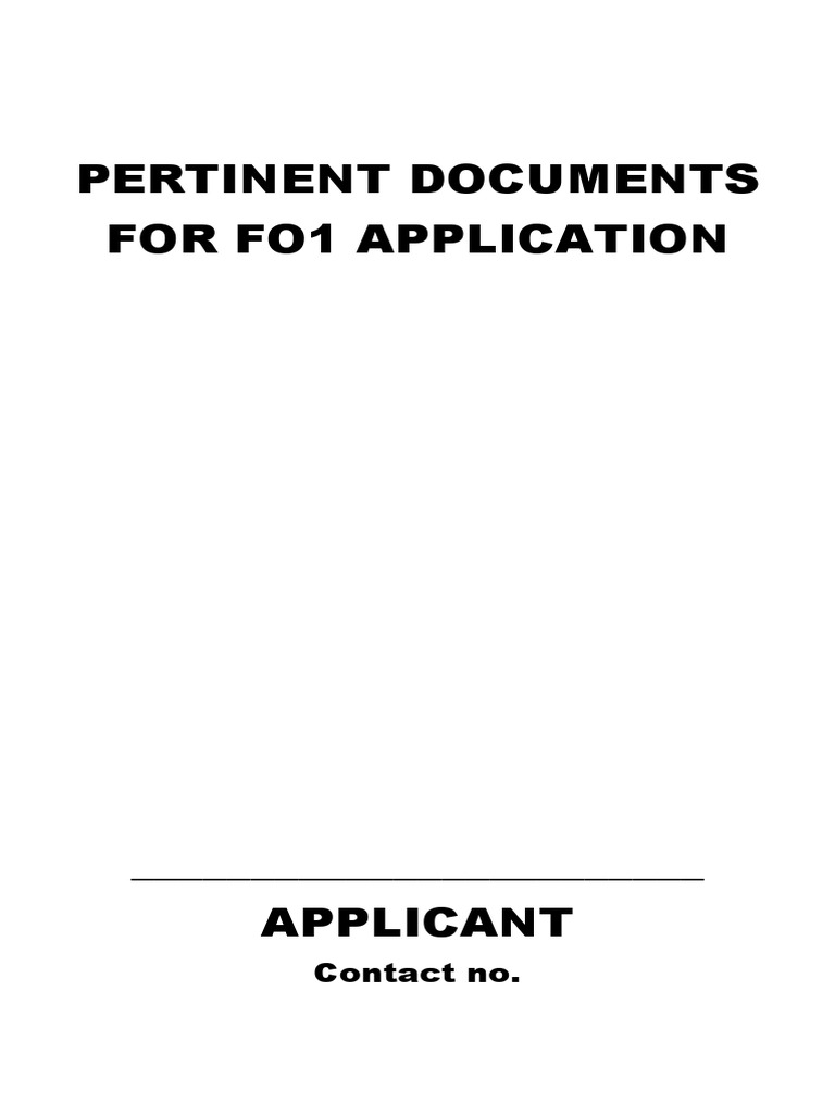 FO1 Application Document Checklist | PDF