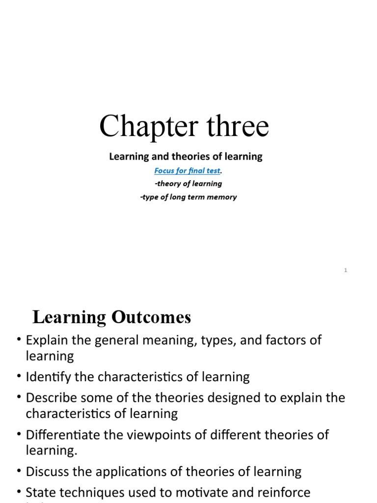 Chapter 3 Learning and Theories of Learning | PDF | Classical Conditioning | Reinforcement