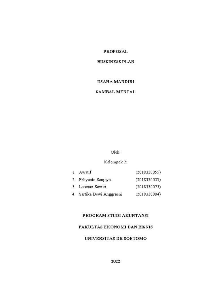Contoh Bussiness Plan | PDF