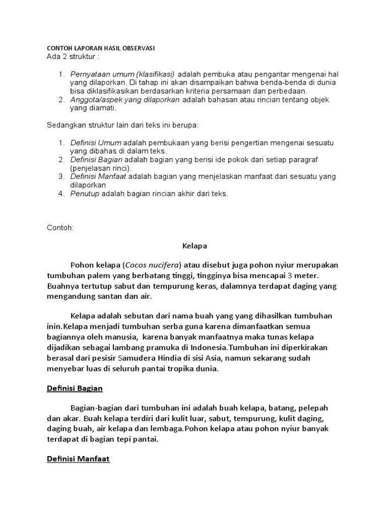 Contoh Laporan Hasil Observasi | PDF