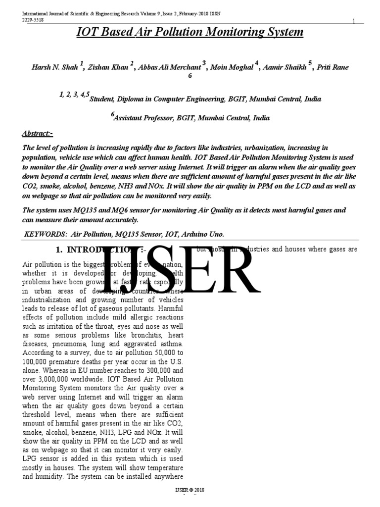 Ijser: IOT Based Air Pollution Monitoring System | PDF | Air Pollution ...