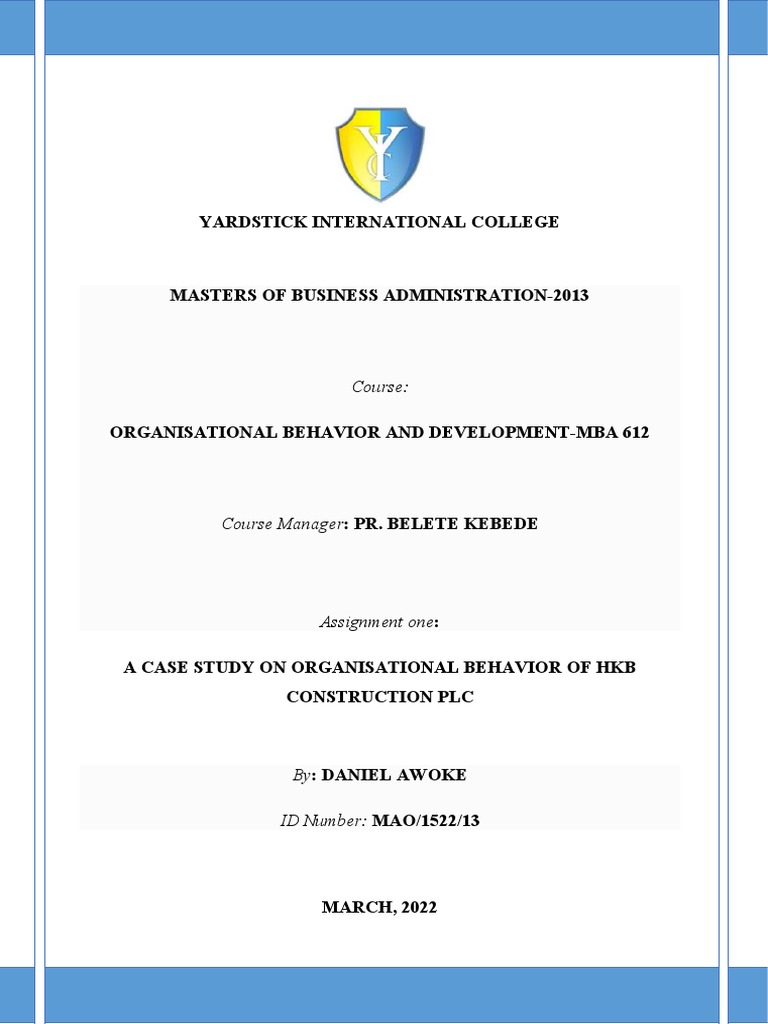 Ob Assignment 1 by Daniel Awoke | PDF | Organizational Behavior | Employment