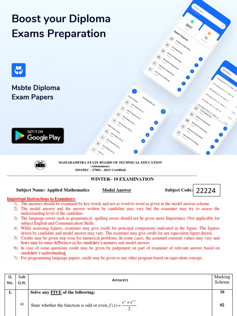 Boost Your Diploma Exams Preparation: Msbte Diploma Exam Papers | PDF ...