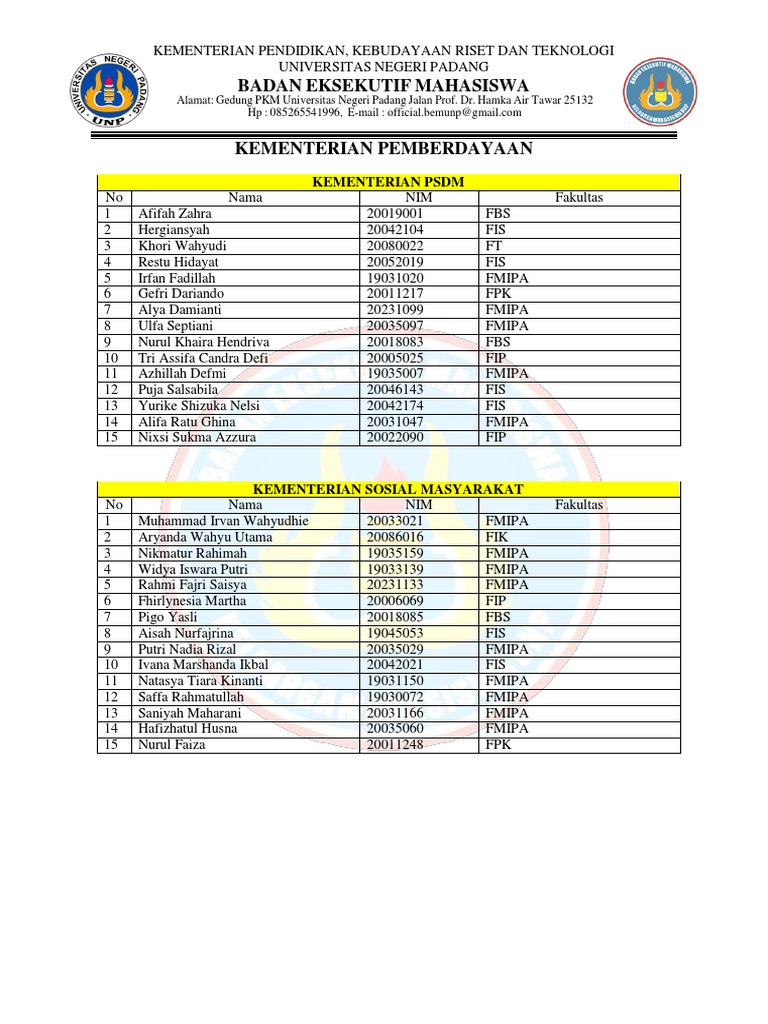 Rilis Staf Ahli Bem KM Unp 2.3 | PDF