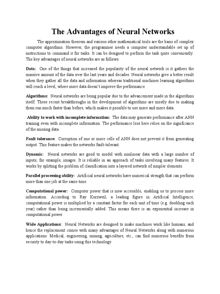 Advantage and Disadvantage On ANN | PDF | Machine Learning | Artificial ...