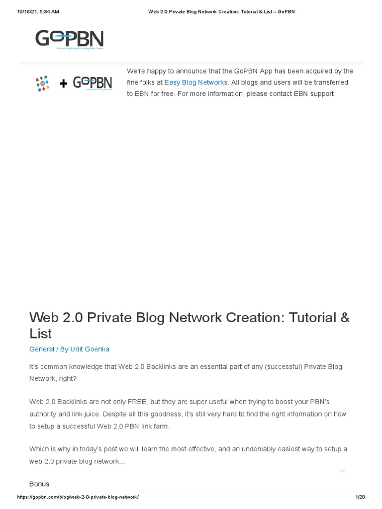 Web 2.0 Private Blog Network Creation Tutorial & List | PDF | Search Engine Optimization | World ...