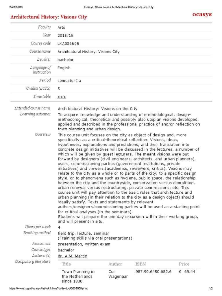 Ocasys - Show Course Architectural History - Visions City | PDF ...