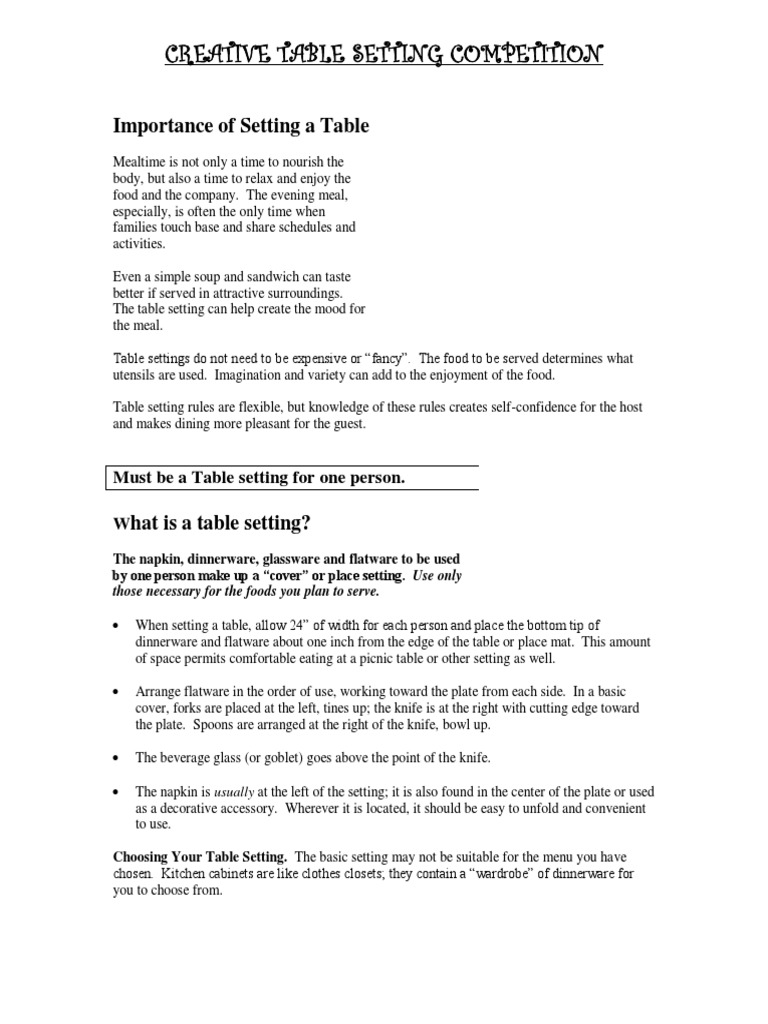 A Creative Table Setting: Guidelines for an Attractive and Thoughtful ...