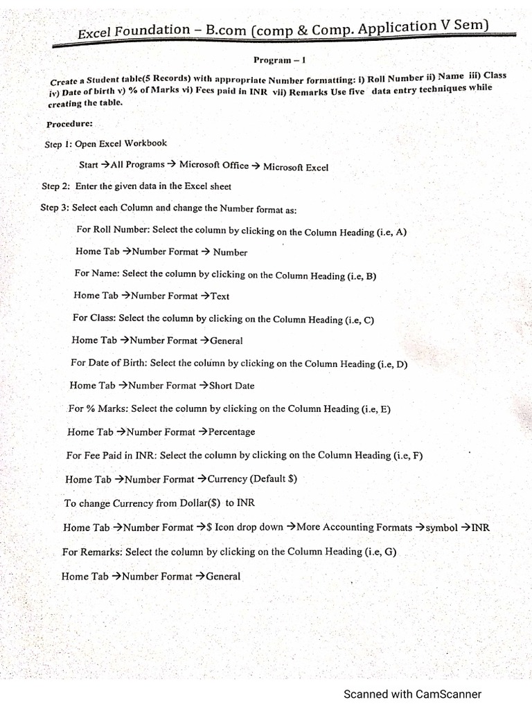 Ms-Excel Lab Record | PDF
