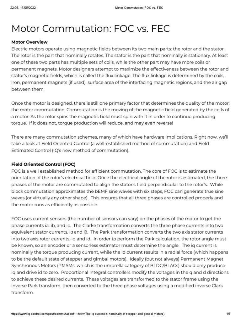 Motor Commutation - FOC vs. FEC | PDF | Electric Motor | Electrical Equipment