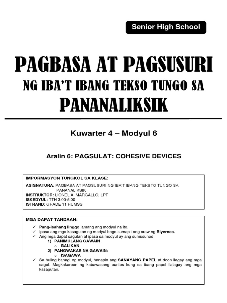 Filipino Modyul 6 | PDF