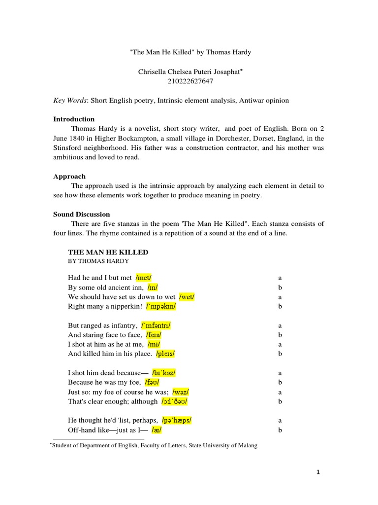 English Poetry Analysis | PDF | Poetry | Thomas Hardy