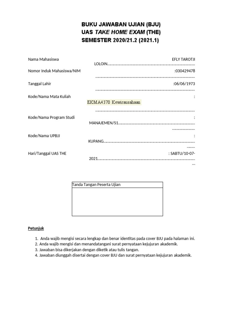 BJU - Umum (EKMA4370 Kewirausahaan) | PDF