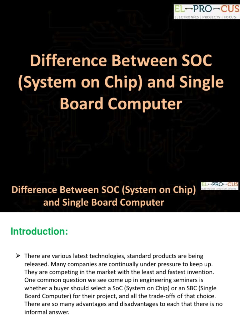 Difference Between SoC and Single Board Computer (SBC) | PDF | System ...