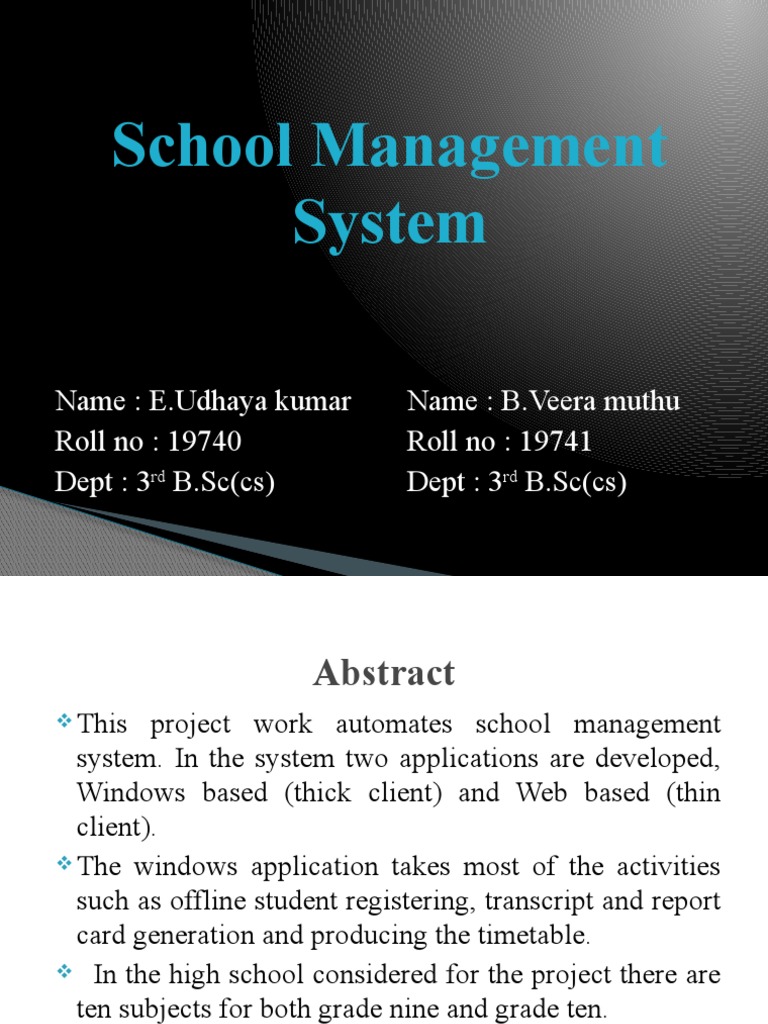 School Management System Project Overview | PDF | Python (Programming ...