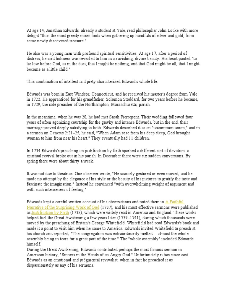 Jonathan Edwards Intellectual And Spiritual Life Pdf Jonathan