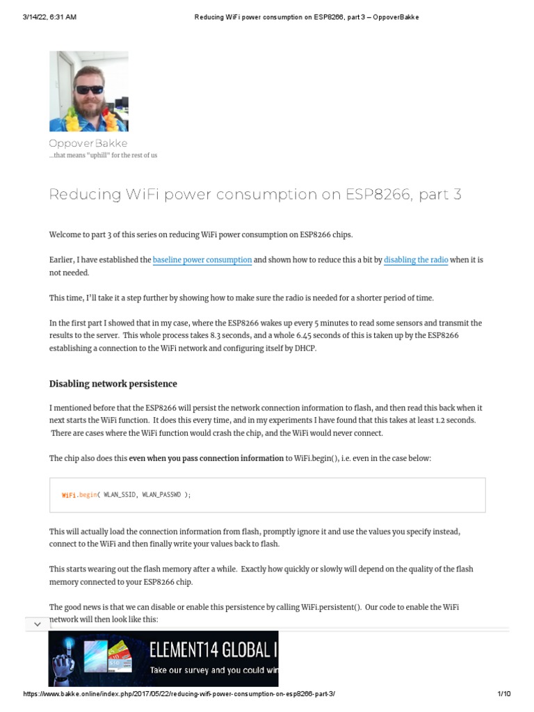 Reducing WiFi Power Consumption On ESP8266, Part 3 - OppoverBakke | PDF ...