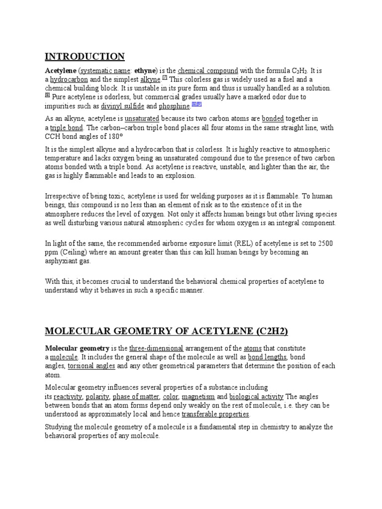 Understanding the Molecular Geometry of Acetylene (C2H2 | PDF ...