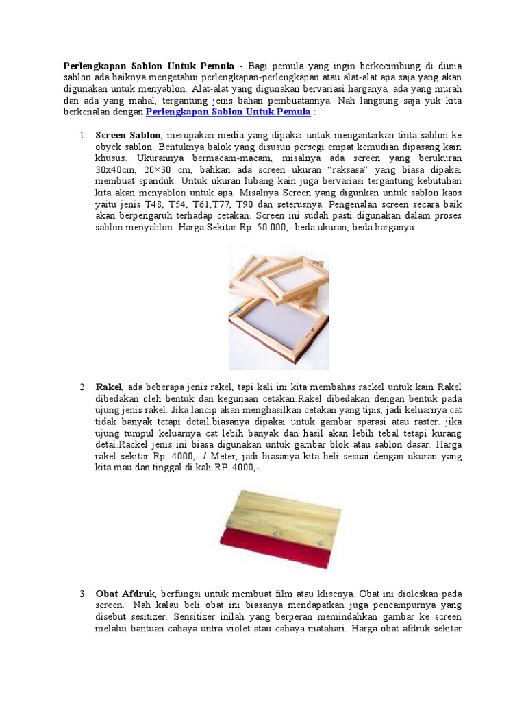 Perlengkapan Sablon | PDF