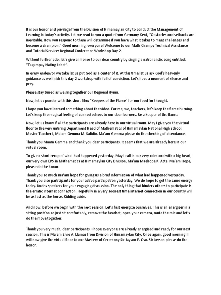 Script - Math CHamps - MOL | PDF