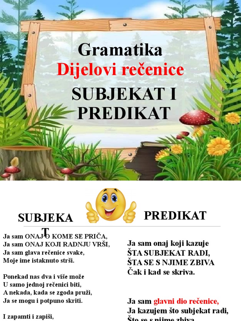 26.4.BHS - Subjekat I Predikat - Ponavljanje | PDF