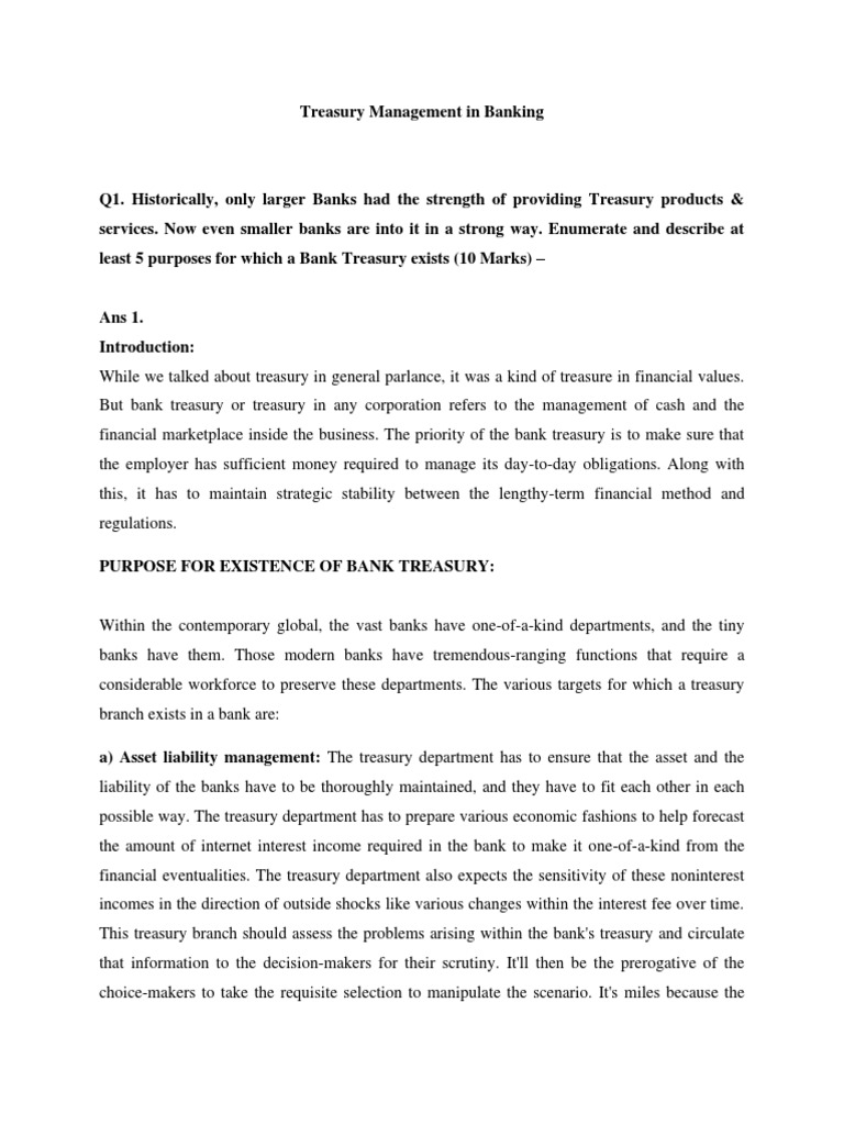 Treasury Management in Banking | PDF | Banks | Reserve Requirement