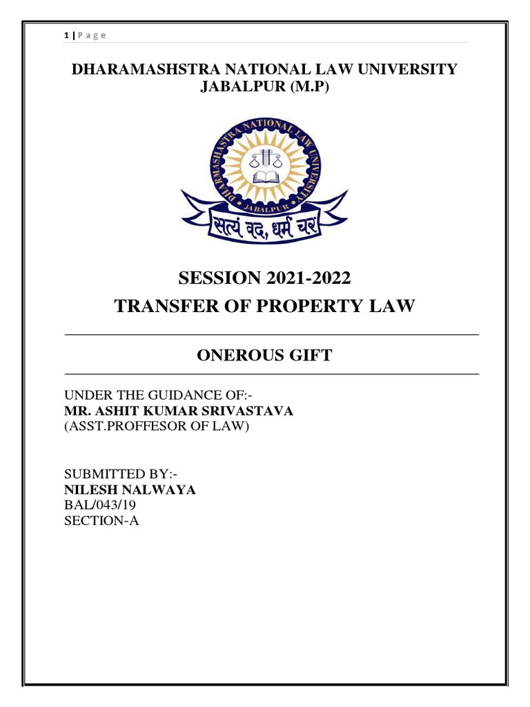 Onerous Gift in Property Law | PDF | Justice | Common Law