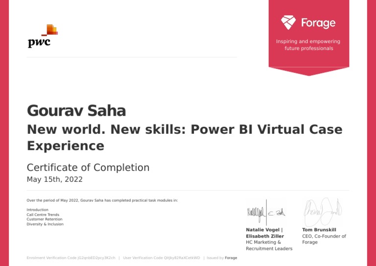 PWC Switzerland - Completion - Certificate | PDF