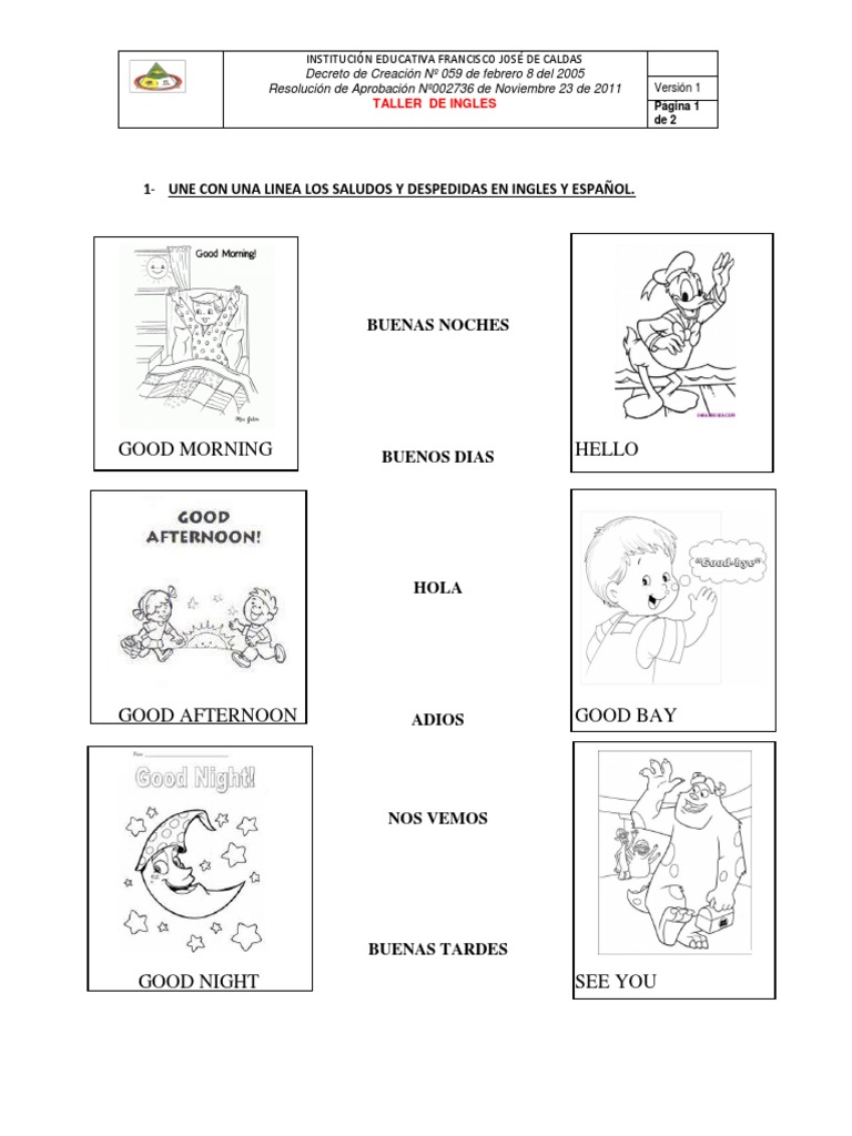 Hojas De Trabajo De Saludos Y Despedidas En Español