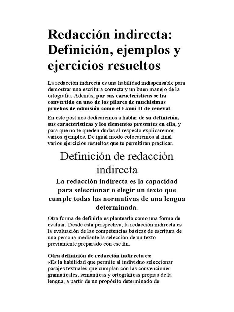 Redacción Indirecta | PDF | Artes del Lenguaje y Comunicación