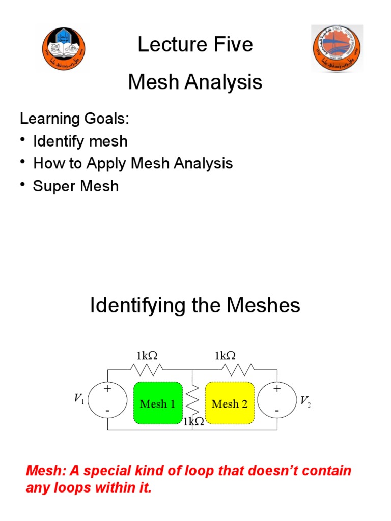Lecture Five Mesh Analysis: - Identify Mesh - How To Apply Mesh ...