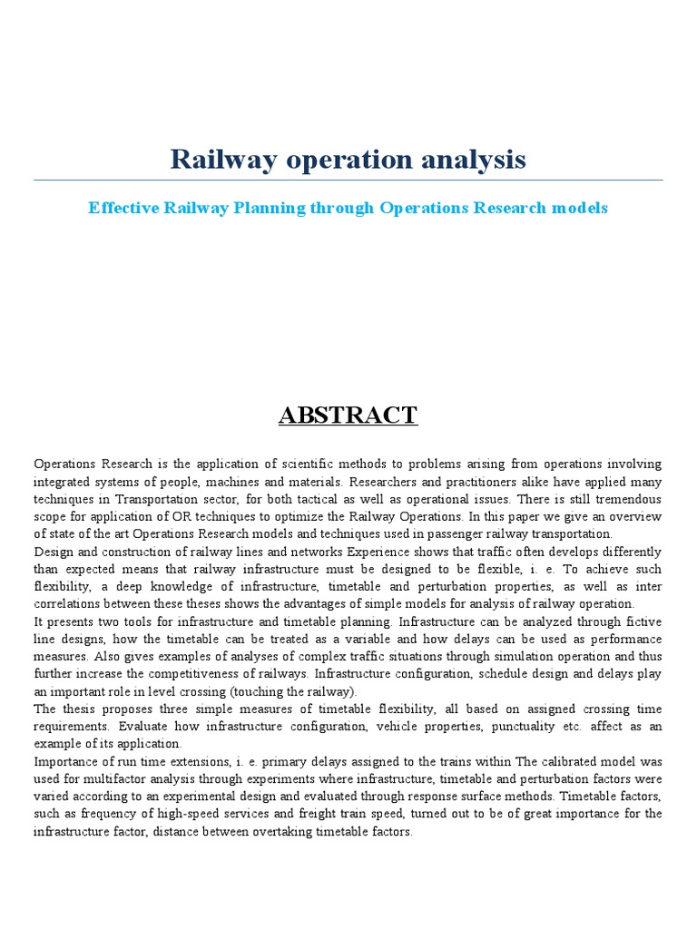 Railway Operation Analysis: Effective Railway Planning Through ...