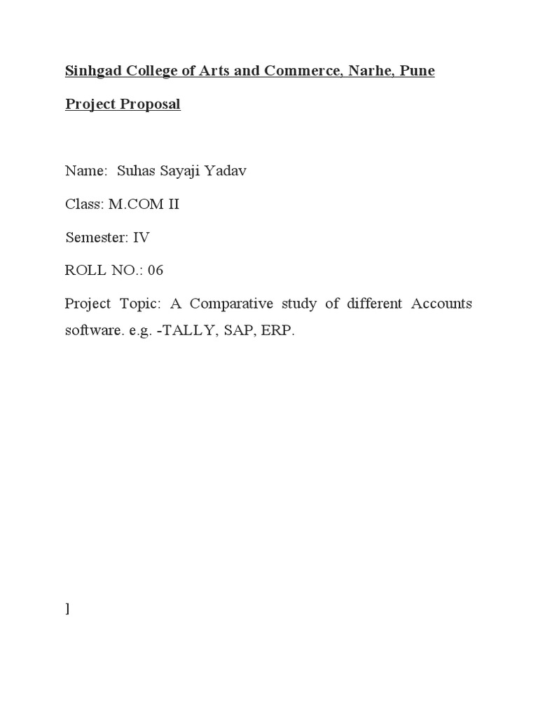 Sinhgad College of Arts and Commerce, Narhe, Pune Project Proposal ...