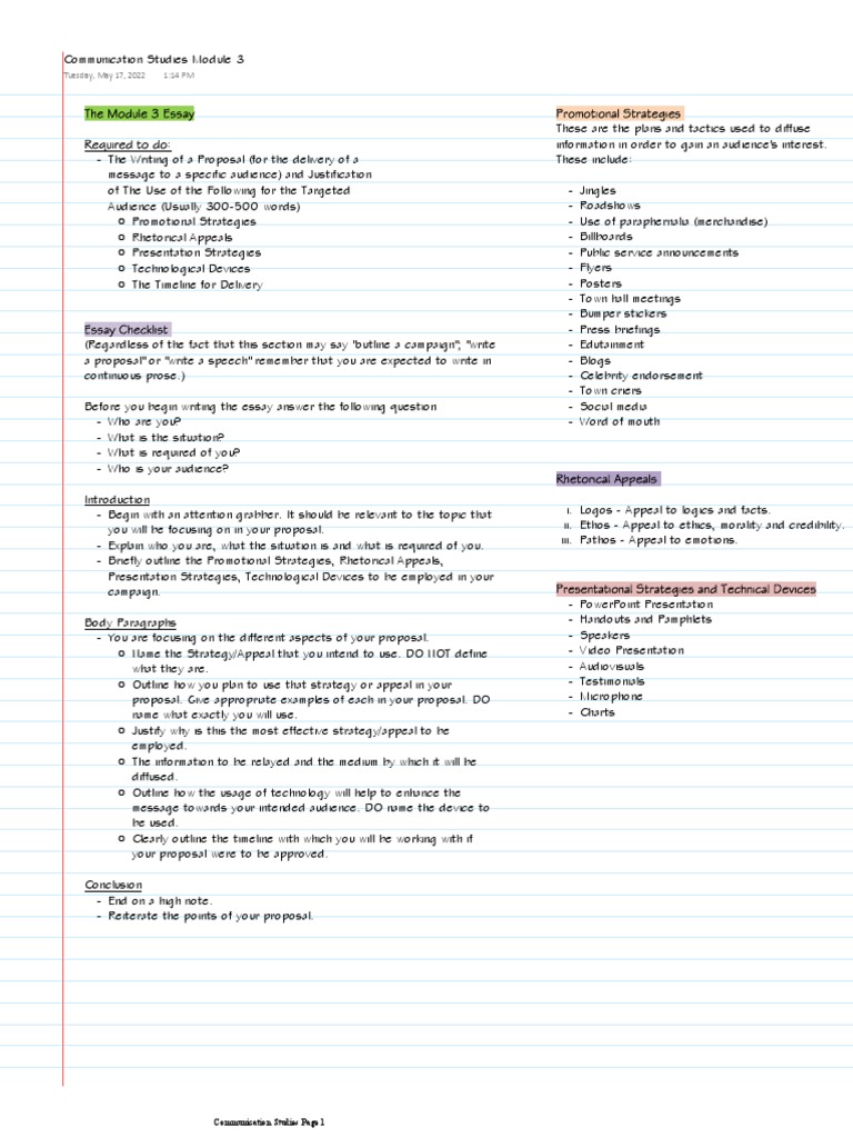 Communication Studies Module 3 | PDF | Rhetoric | Essays