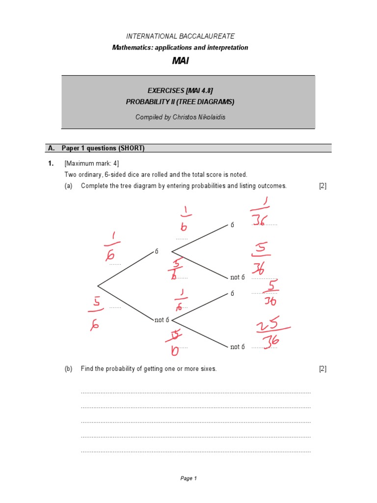 Probability Practice Problems: Tree Diagrams and Conditional ...