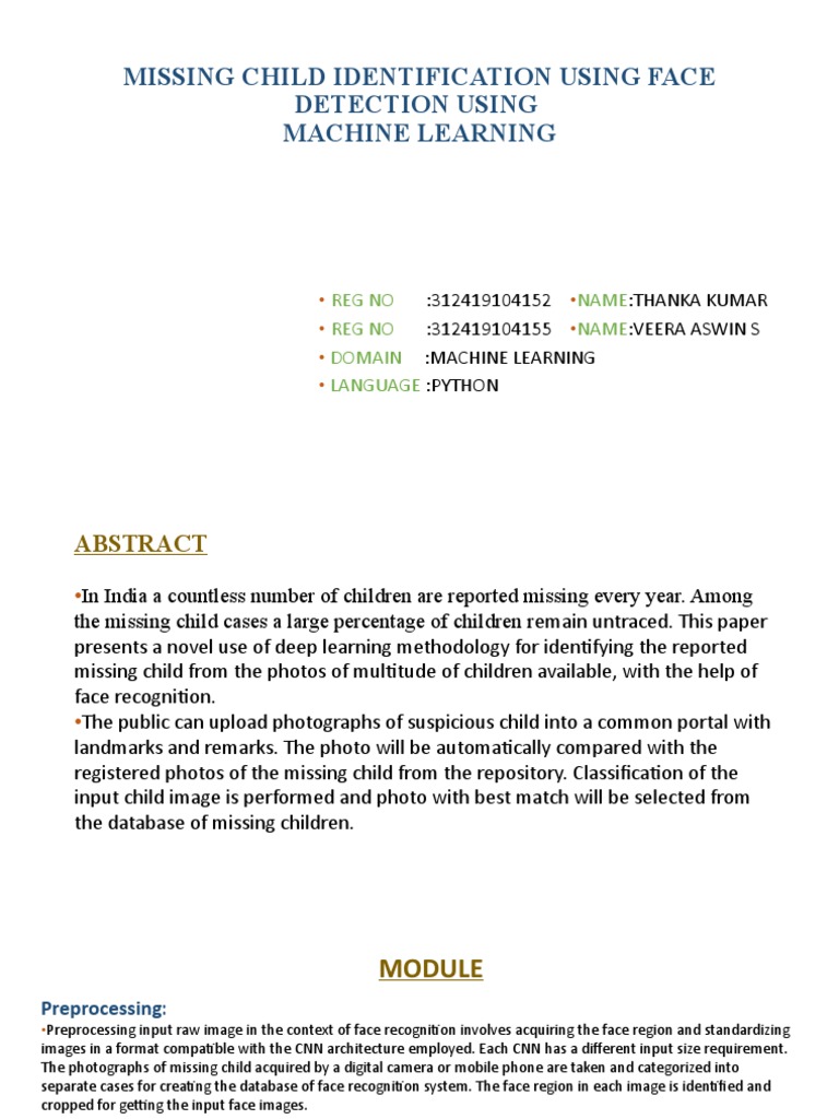 Missing Child Identification Using Face Detection | PDF | Deep Learning ...
