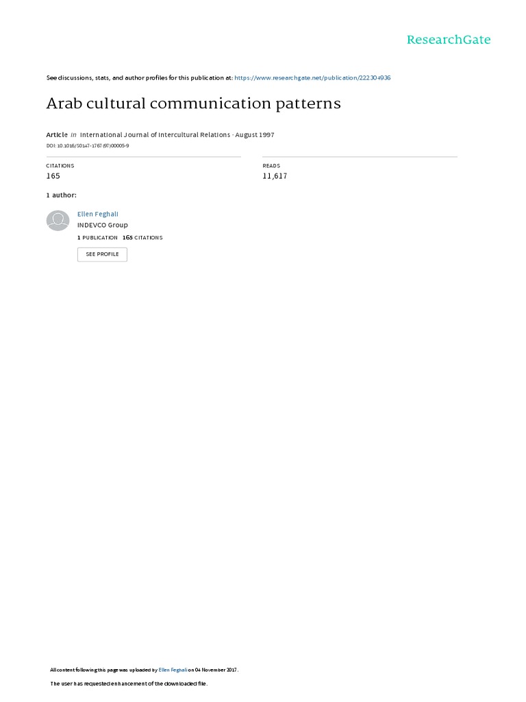 Arab Cultural Communication Patterns | PDF | Arabic | Kinship
