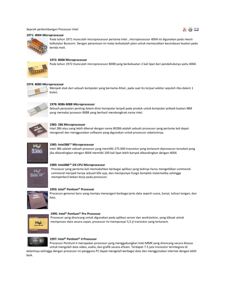 Sejarah Perkembangan Processor Intel | PDF