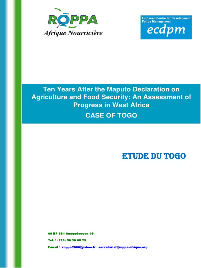 Bilan de l'Agriculture au Togo en 10 ans | PDF | Agriculture ...