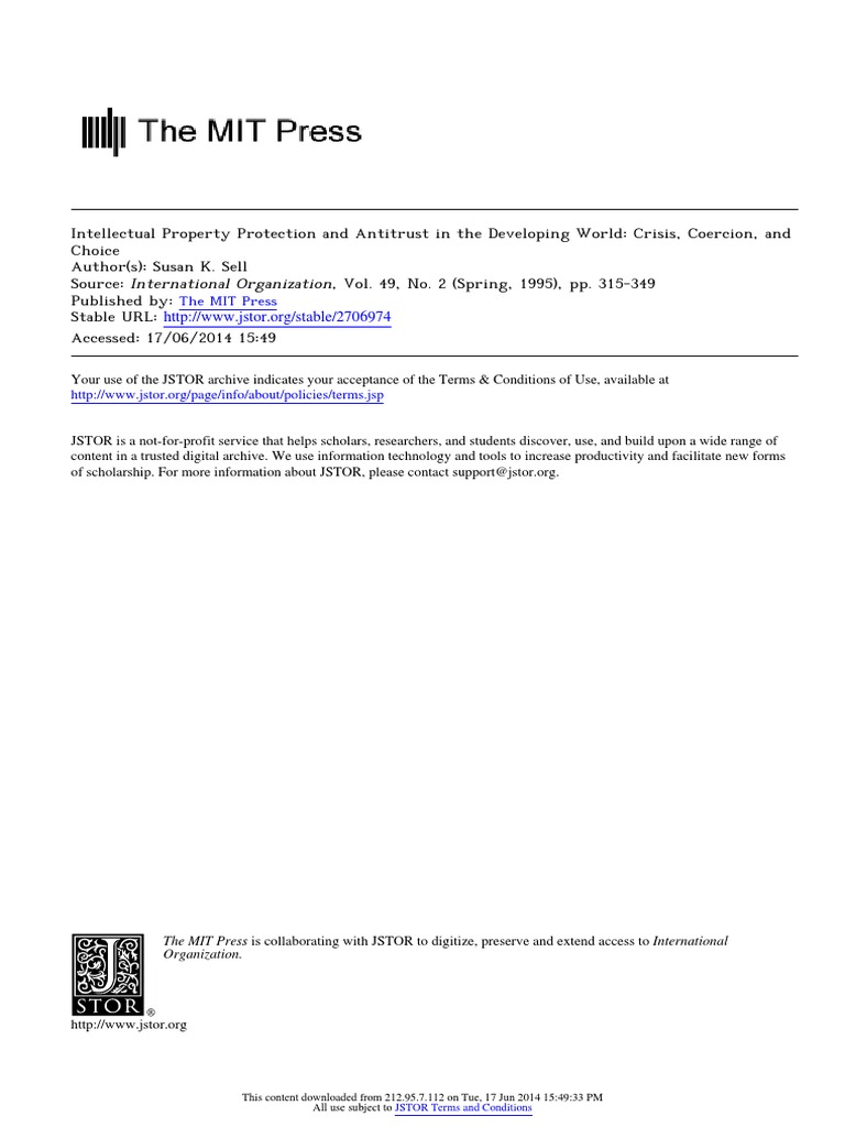 Susan K. Sell 1995 IP Protection | Download Free PDF | Intellectual ...