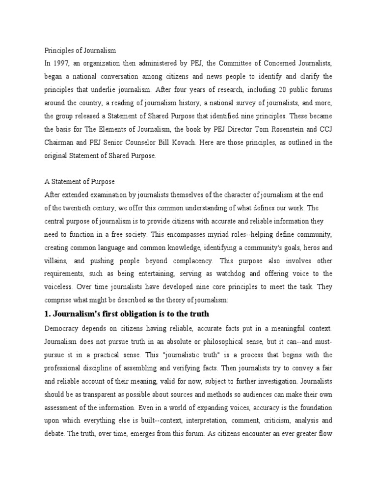Nine Core Principles of Journalism | PDF | Journalism | News