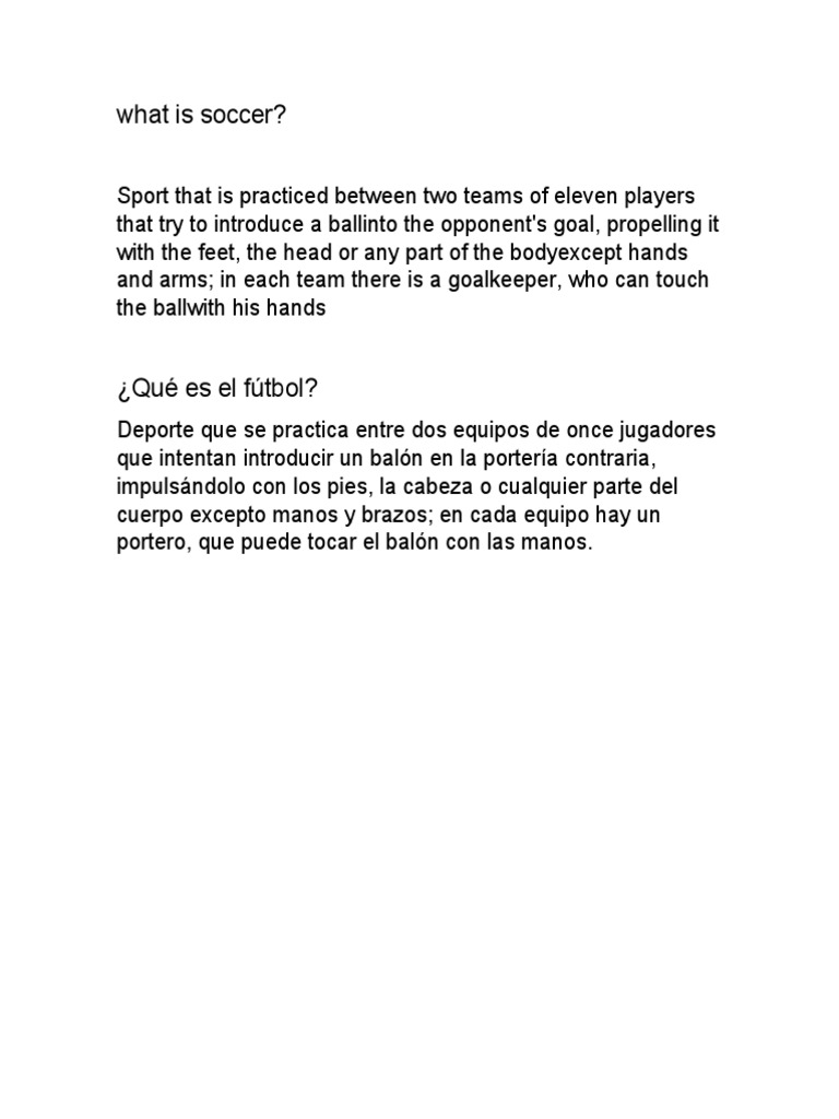 ¿Qué es el fútbol y cómo se juega? | PDF