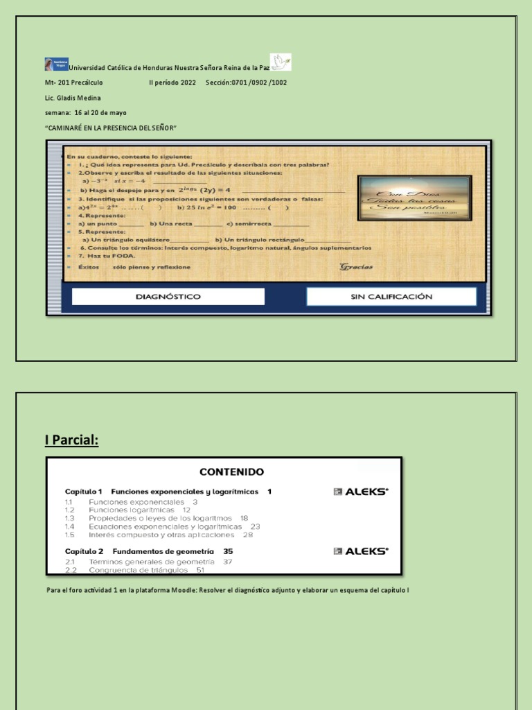 Precálculo I Parcial | PDF | Logaritmo | Teoría de grupo