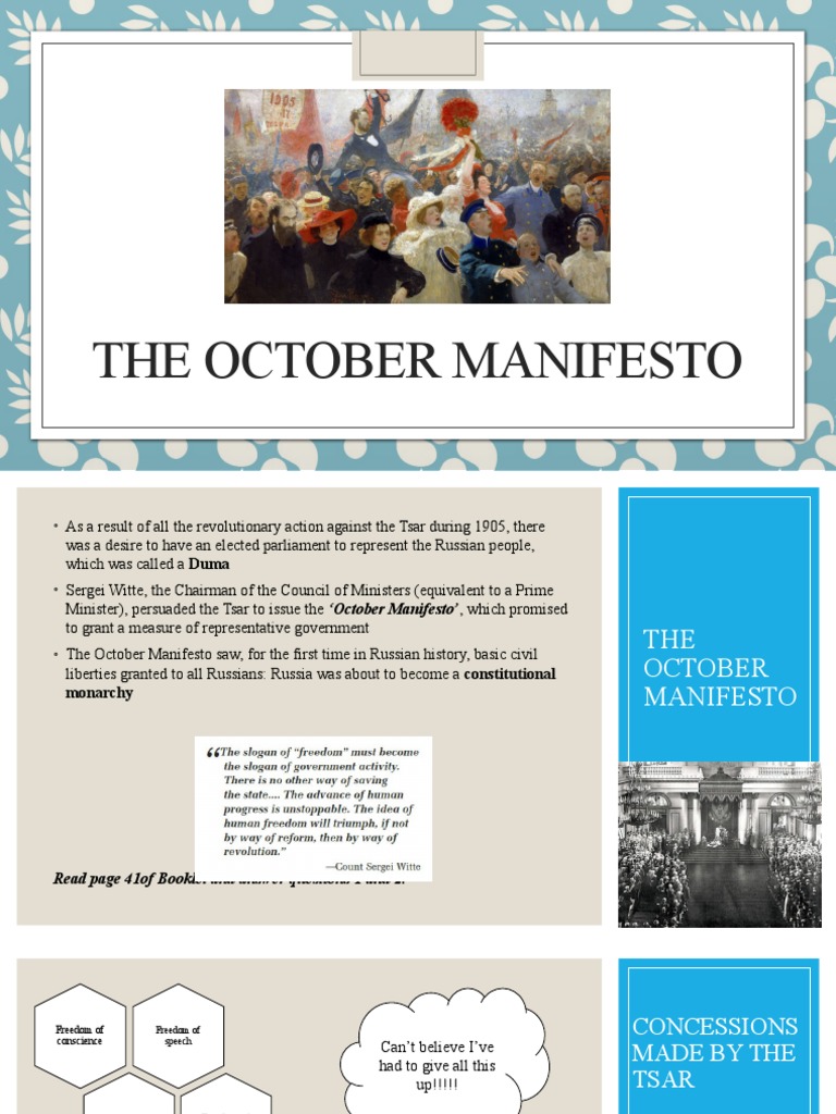 October Manifesto of 1905 Explained | PDF | Nicholas Ii Of Russia ...