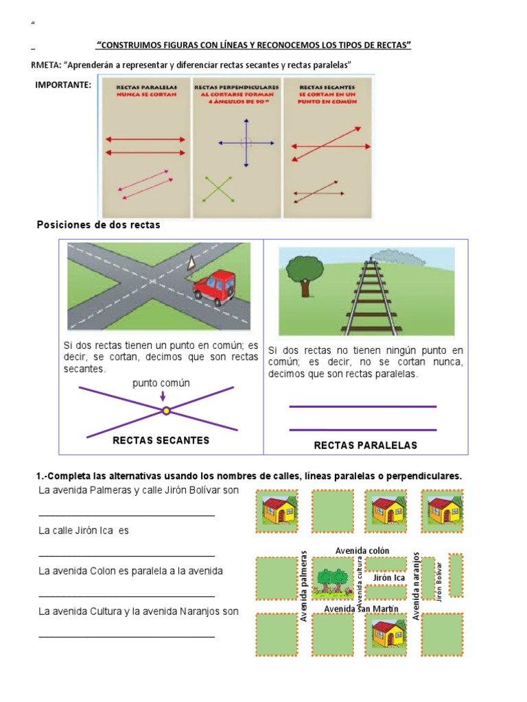 Ficha de Aplicación - Construimos Figuras Con Líneas y Reconocemos Los ...